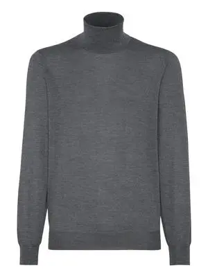 Brunello Cucinelli Cashmere Blend Turtleneck Sweater - Grey