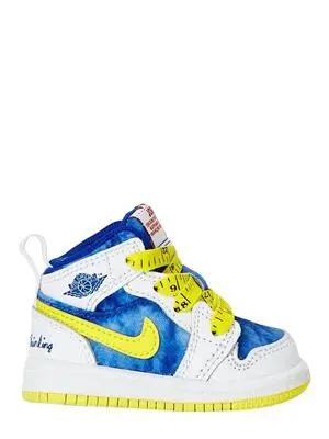 JORDAN 1 Mid High-top Sneakers - White/opti Yellow/royal Tint
