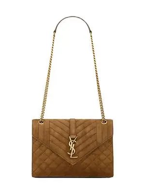 Saint Laurent Envelope Medium Suede Bag - Caramel Cognac