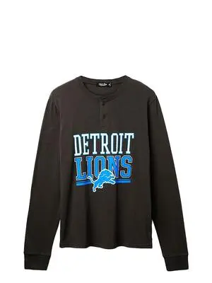 Junk Food Clothing Nfl Detroit Lions Long Sleeve Henley - Vintage Black