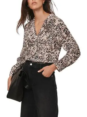 Mint Velvet Animal Print Long Sleeve Shirt - Brown