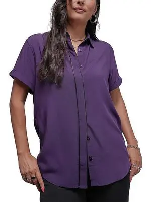 WILDFANG Empower Button-up Shirt - Plum/black