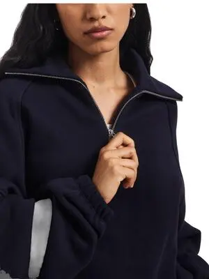 NINETY PERCENT Classic Half Zip Organic Cotton Sweatshirt - Darkest Navy