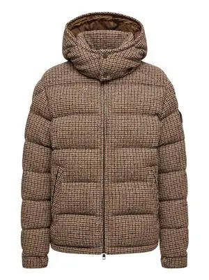Moncler Montgenevre Wool Blend Bouclé Hooded Down Jacket - Brown