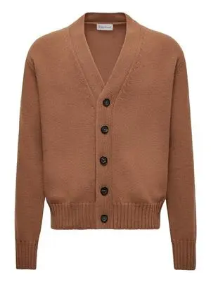 Moncler V-neck Wool Cardigan - Beige