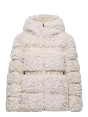 Moncler Verie Teddy Hooded Short Down Jacket - White