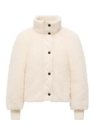Moncler Ayles Teddy & Wool Short Down Jacket - White