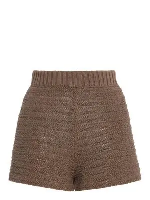 ZULU & ZEPHYR Lattice-knit Cotton Shorts - Brown
