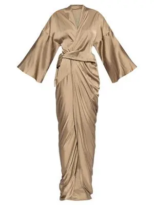 Rick Owens Wrap Gown Dress - Beige
