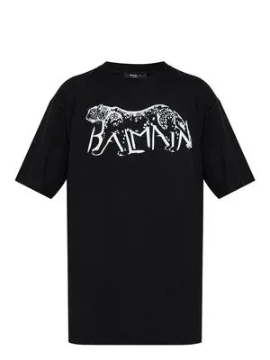 Balmain T-shirt With Velvet-finish Graphic - Black