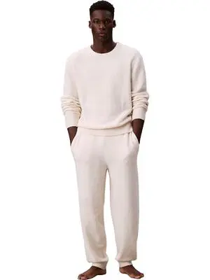 Calvin Klein Lounge Sleep Jogger And Sweater Set Chalk