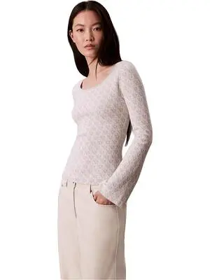 Calvin Klein Monogram Knit Sweater - Chalk
