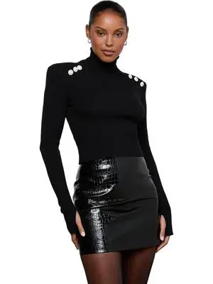 L'Agence Colette Cropped Turtleneck - Black/white