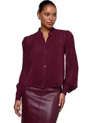 L'Agence Noor Pleated Blouse Top - Dark Port