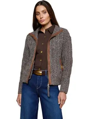 L'Agence Shiloh Cable Knit Cardigan - Carafe Brown Multi