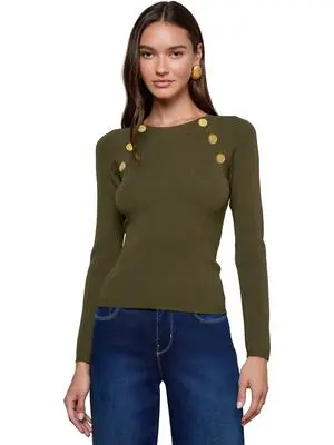 L'Agence Gretchen Pullover - Deep Olive/gold