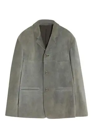 LEMAIRE Suede Single-breasted Jacket - Grey