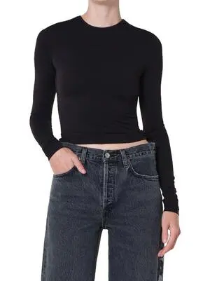 AGOLDE Dion Long Sleeve Crop T-shirt - Black