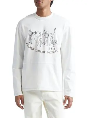 PALMES Practice Tennis Long Sleeve Graphic T-shirt - Off White
