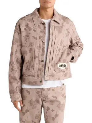 HONOR THE GIFT Tonal Floral Twill Trucker Jacket - Pebble