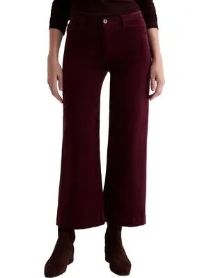Ag Saige Mid-rise Ankle Wide-leg Corduroy Pants - Winery