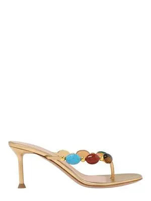 GIANVITO ROSSI Shanti Thong 70 Thong Sandals - Gold - Suede