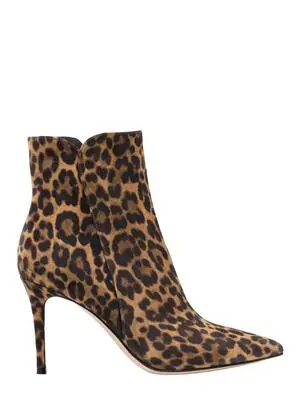 GIANVITO ROSSI Levy 85 Ankle Boots - Leopard Print - Suede