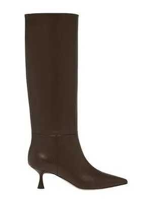 GIANVITO ROSSI Joyce Leather Knee High Boots Brown - Calf