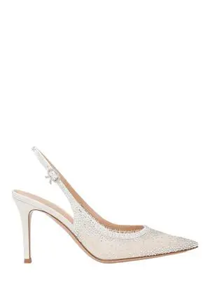 GIANVITO ROSSI Regina 85 Slingbacks - White - Silk Organza