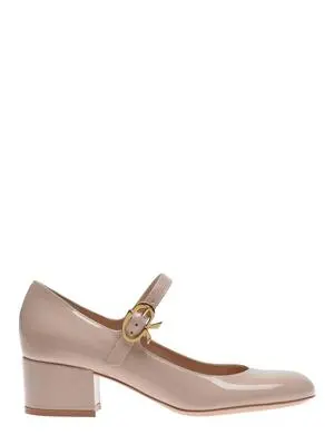 GIANVITO ROSSI Mary Ribbon Pumps Pink - Patent Calf