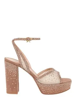 GIANVITO ROSSI Rania Platform Sandal - Pink - Silk Organza