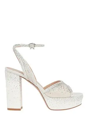 GIANVITO ROSSI Rania Platform Sandal - White - Silk Organza