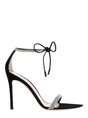 GIANVITO ROSSI Montecarlo Embellished Stiletto Sandals - Black - Suede
