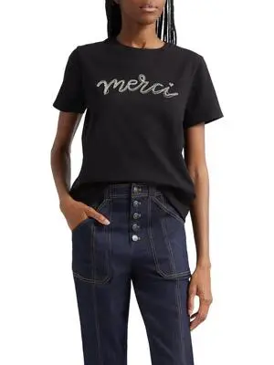 Cinq À Sept Merci Chain T-shirt - Black/silver