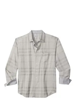 Tommy Bahama Silver Mist Plaid Cotton & Viscose Button-up Shirt - Silver Streak