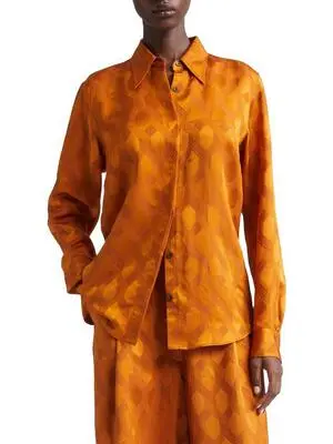 Dries Van Noten Chowy Chain Jacquard Button-up Shirt - Orange