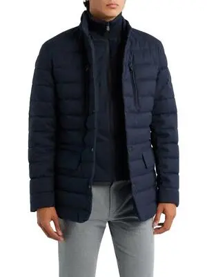 SAVE THE DUCK Felipe Water Resistant Quilted Jacket - Navy Blue Melange