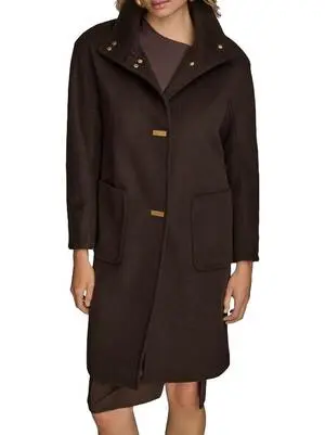 Donna Karan New York Convertible Collar Wool-blend Coat - Chocolate