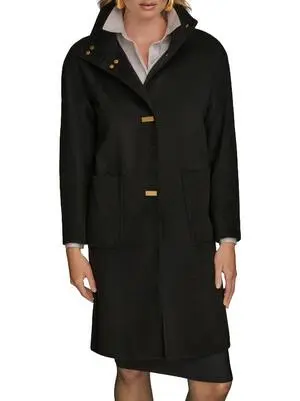 Donna Karan New York Convertible Collar Wool-blend Coat - Ebony