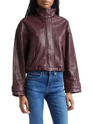 Veronica Beard Bateman Leather Jacket - Raisin