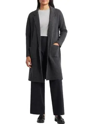 Eileen Fisher Rib Wool Coatigan - Charcoal