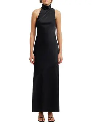 Significant Other Nadia One-shoulder Satin Dress - Black