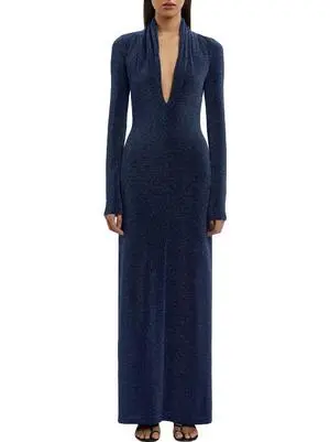 Significant Other Selena Metallic Plunge Gown - Sapphire