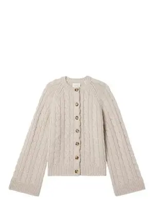 DÔEN Virginie Cable-knit Cashmere Cardigan - Ecru