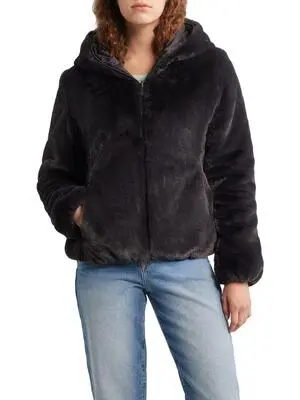 SAVE THE DUCK Laila Faux Fur Reversible Puffer Jacket - Brown Black
