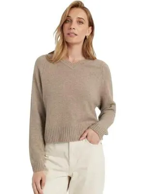 Chinti & Parker Pure Cashmere V-neck Sweater - Warm Oatmeal