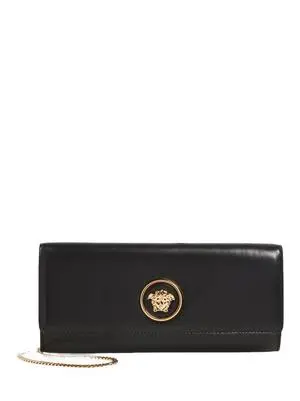 Versace La Medusa Leather Clutch - Black Versace Gold