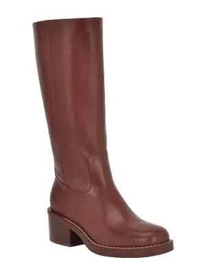 Nine West Broklyn Block Heel Mid-Calf Boots Medium Brown