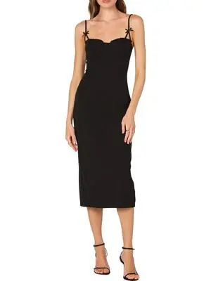 Astr The Label Bow Strap Midi Dress - Black
