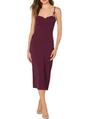 Astr The Label Bow Strap Midi Dress - Burgundy
